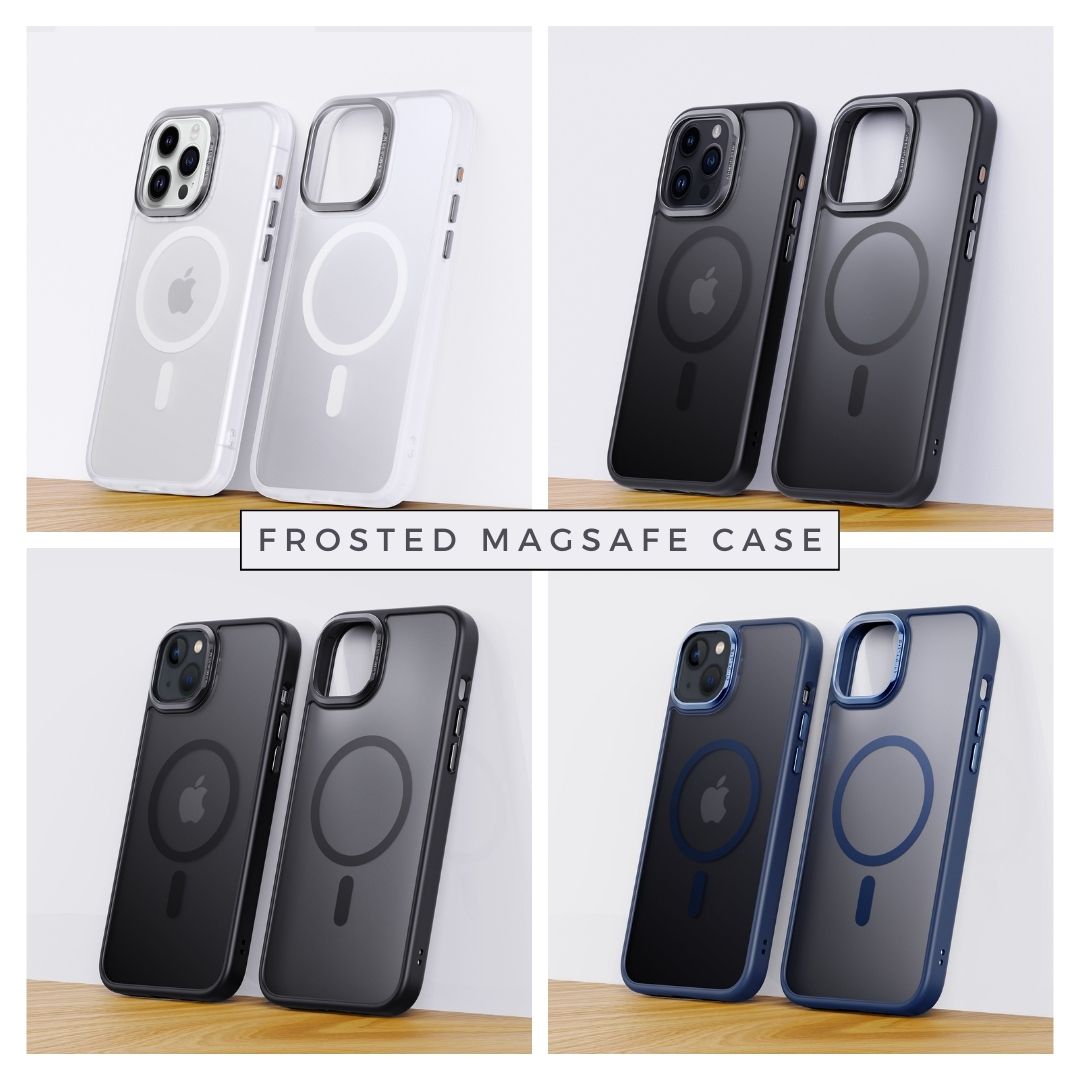 iPhone 15 Series : Frosted Matte MagSafe Case with Armor Metal Camera