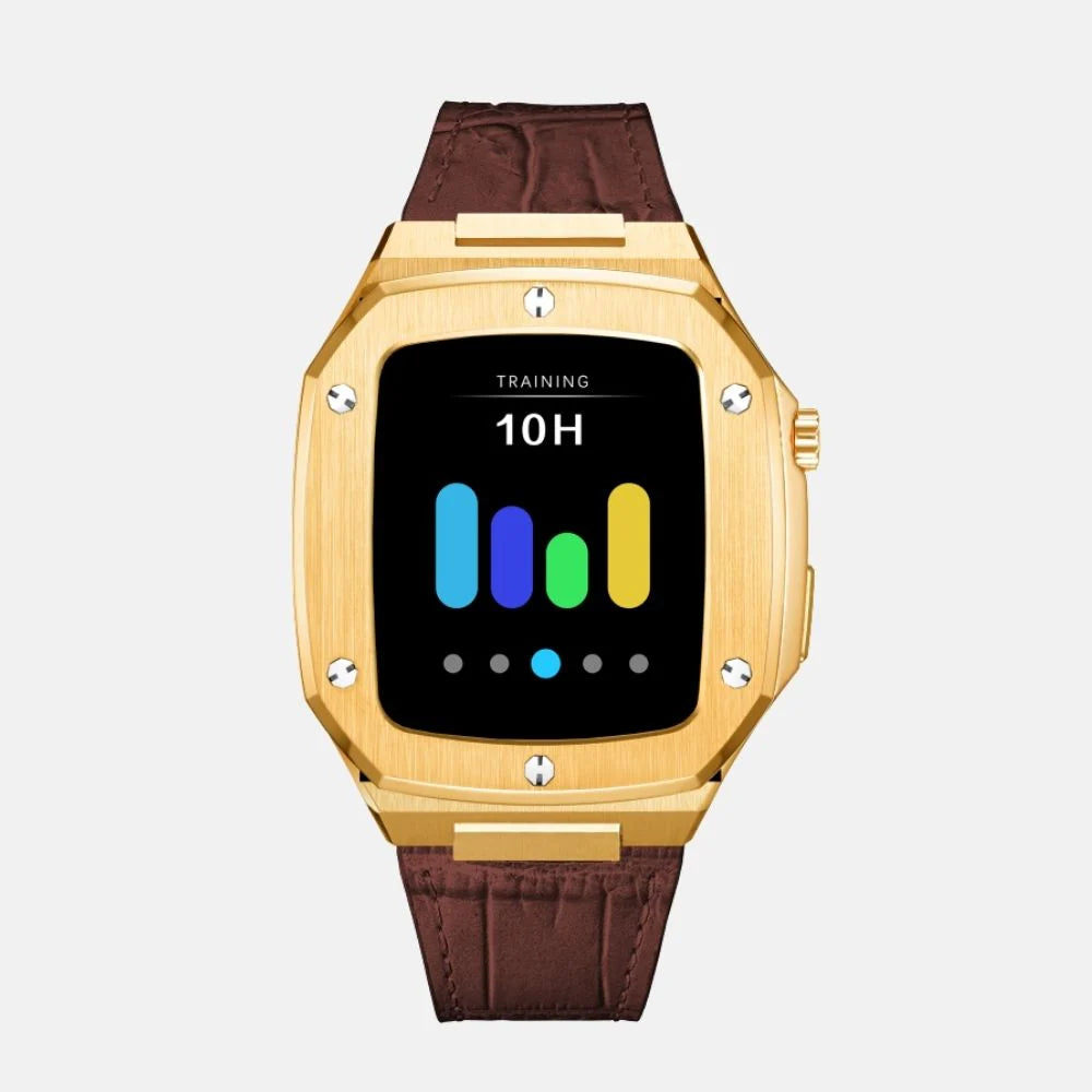 44MM Gold Luxury Edition iWatch Case- Leather Strap