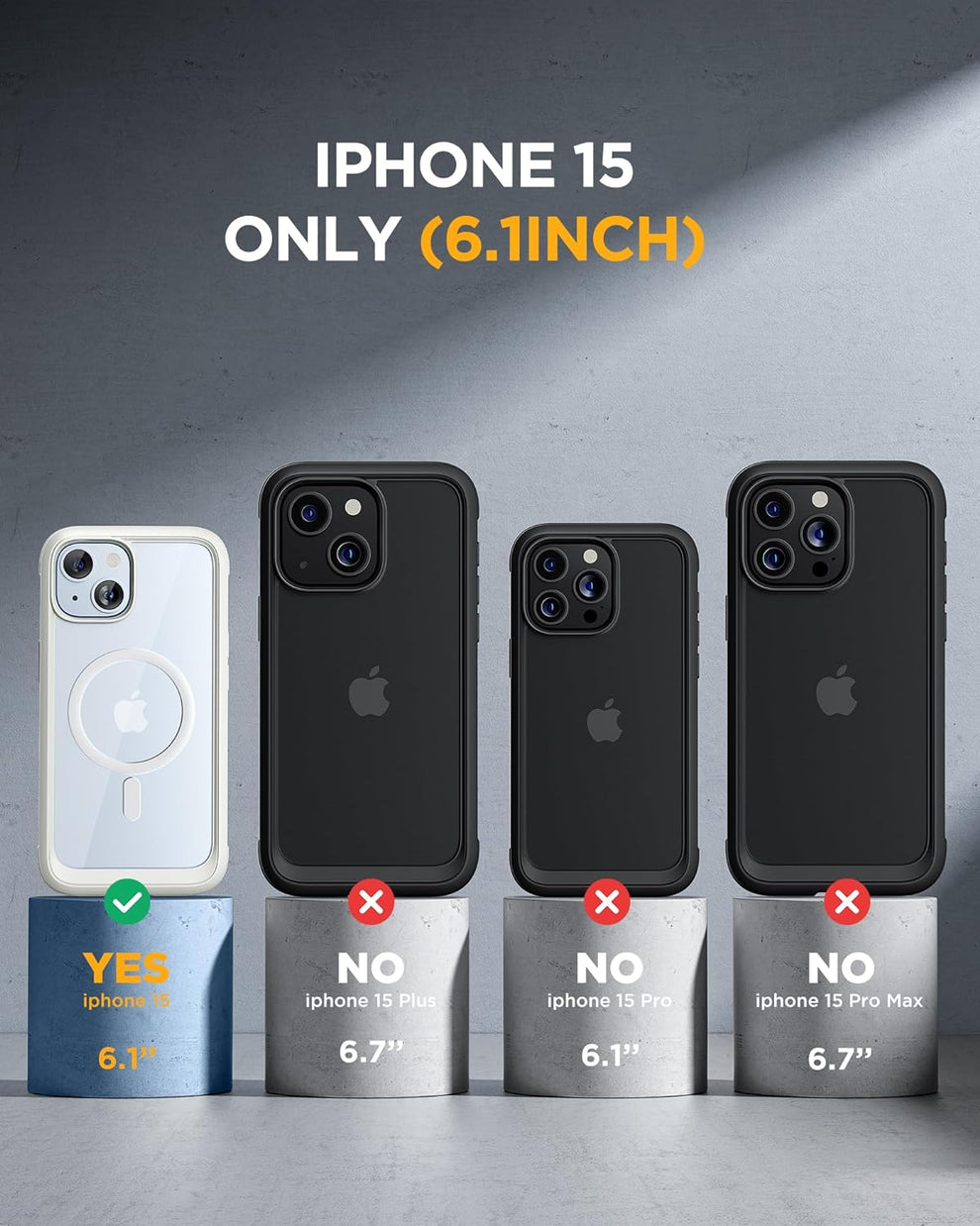 iPhone 15 - White : Cases Villa 360° Protection Case 9H Tempered Glass