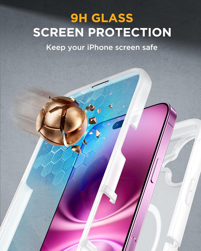 iPhone 16 360° Protection Case [MATTE CLEAR] : Front Screen + Back Cov